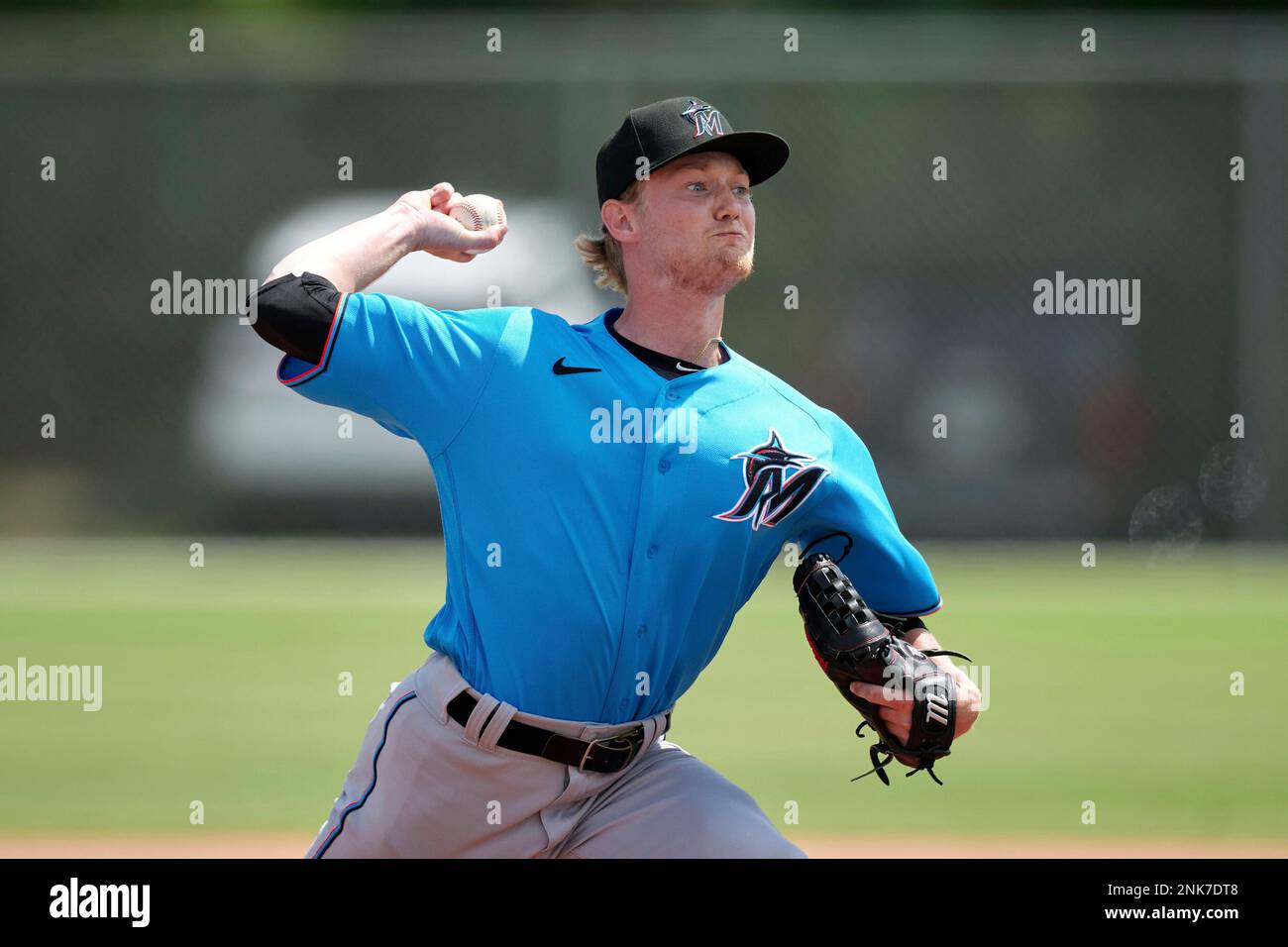 Miami Marlins pitcher Justin Evans (94) during a MiLB Spring Training ...