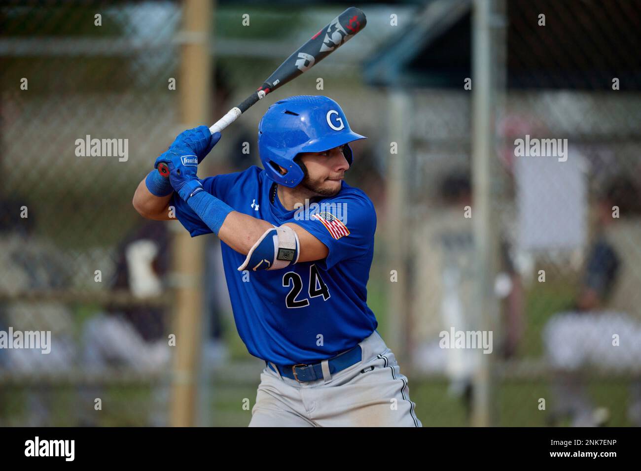 Genesee Community College Cougars Jose Carpena (24) bats during an ...