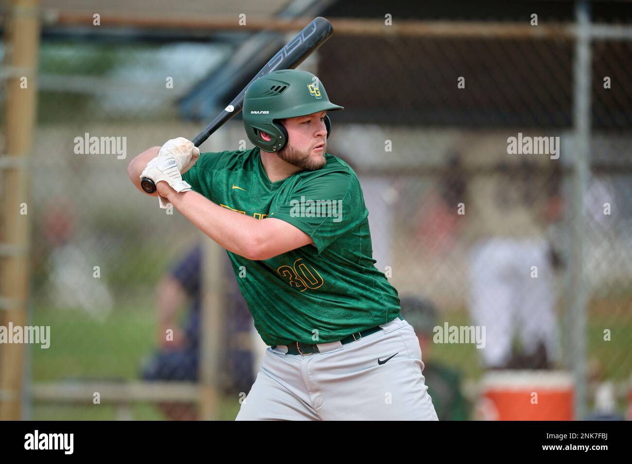 Columbia-Greene Twins Joel Preusser (30) bats during an NJCAA baseball ...