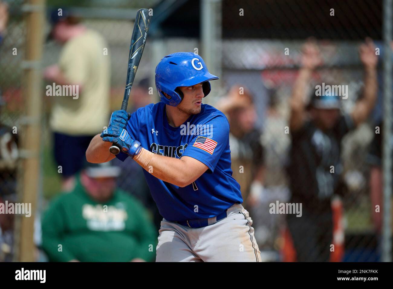 Genesee Community College Cougars Victor Alongi (7) bats during an ...