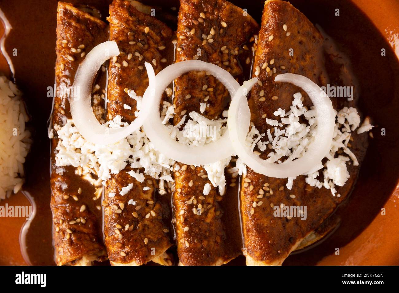 Chicken enmoladas. Also known as mole poblano enchiladas, they are a ...