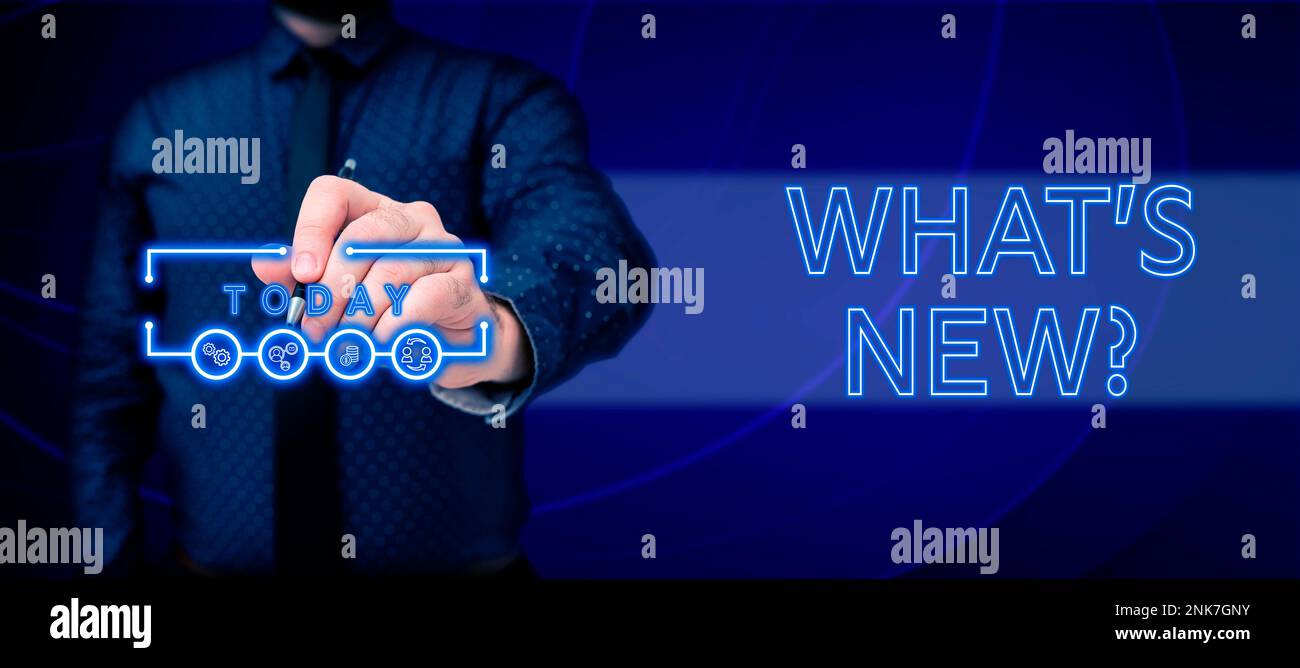 Text caption presenting What's New. Business approach Asking about ...