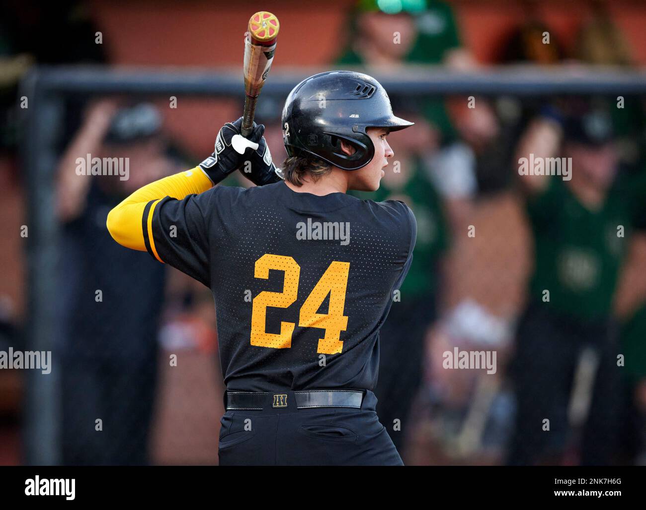 American Heritage Patroits catcher Mateo Serna (24) bats during a High ...