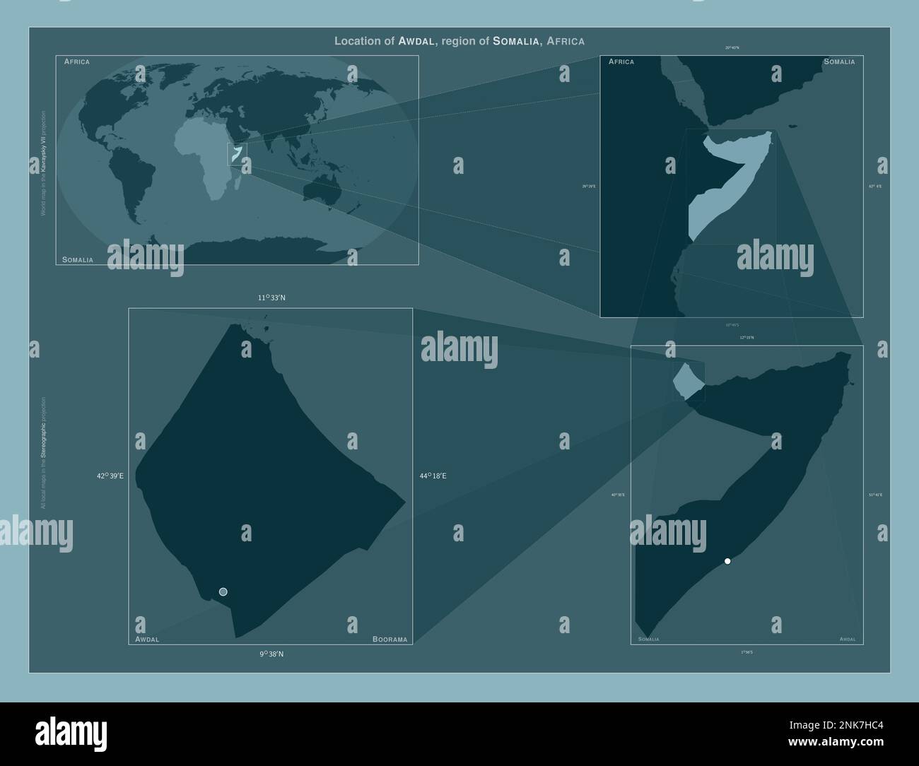 Awdal, region of Somalia. Diagram showing the location of the region on ...