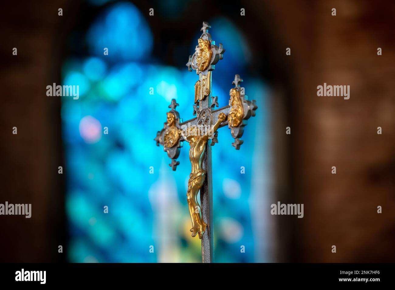 interiors and details in catholic church crucifix, jesus christ Stock ...