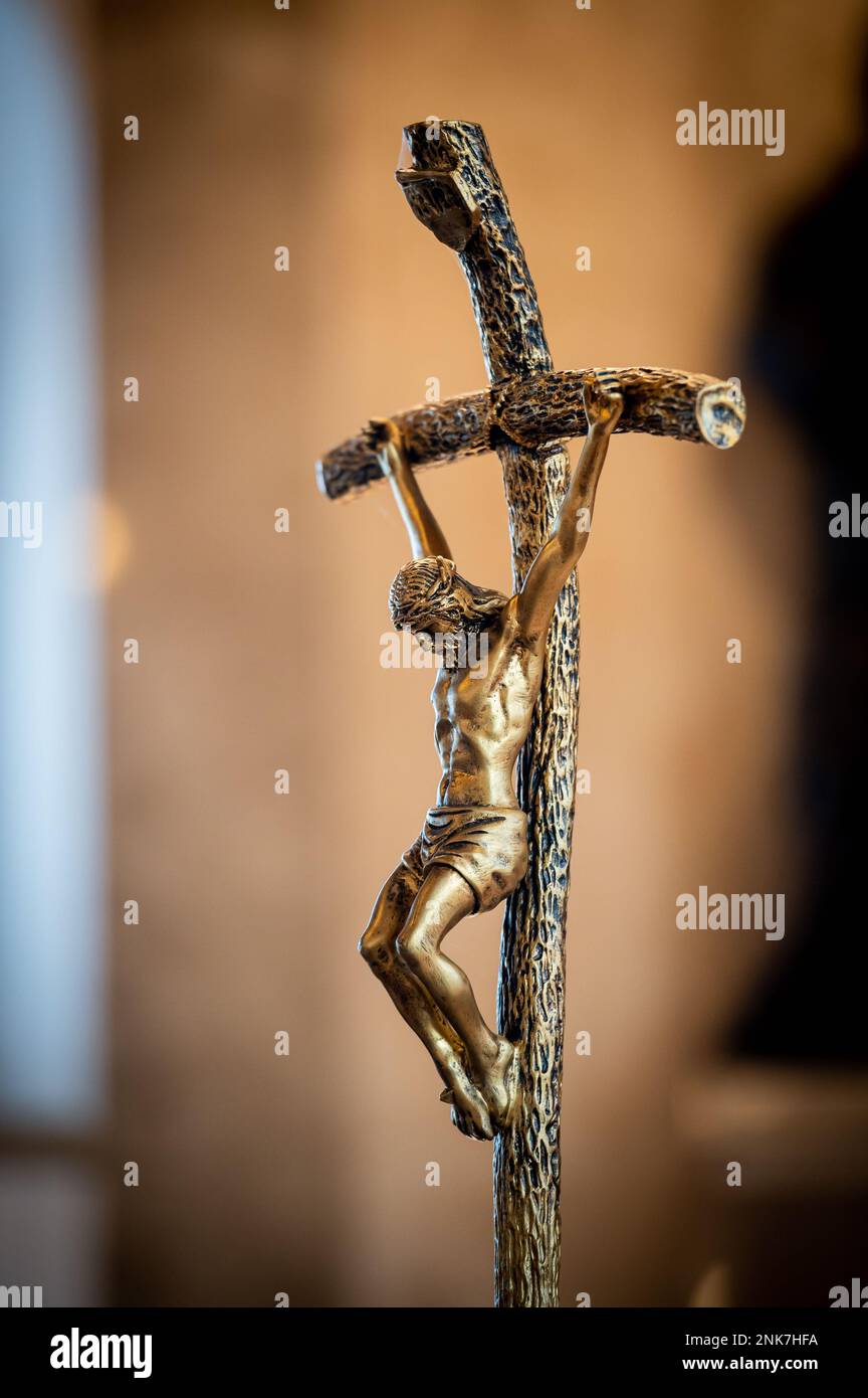 interiors and details in catholic church crucifix, jesus christ Stock ...