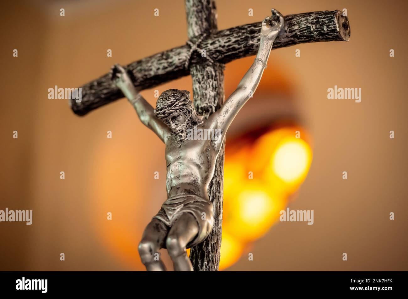 interiors and details in catholic church crucifix, jesus christ Stock ...