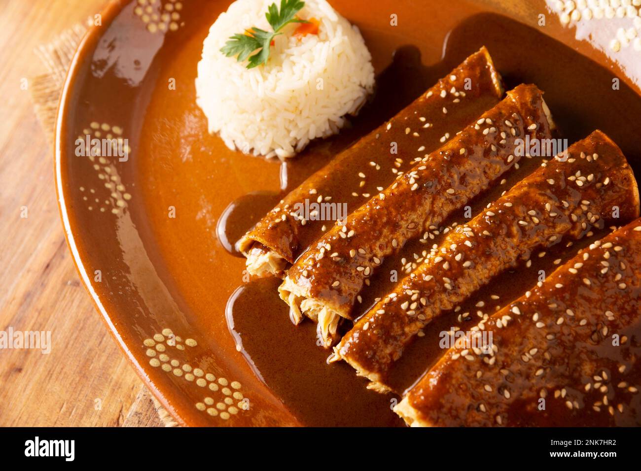 Chicken enmoladas. Also known as mole poblano enchiladas, they are a ...