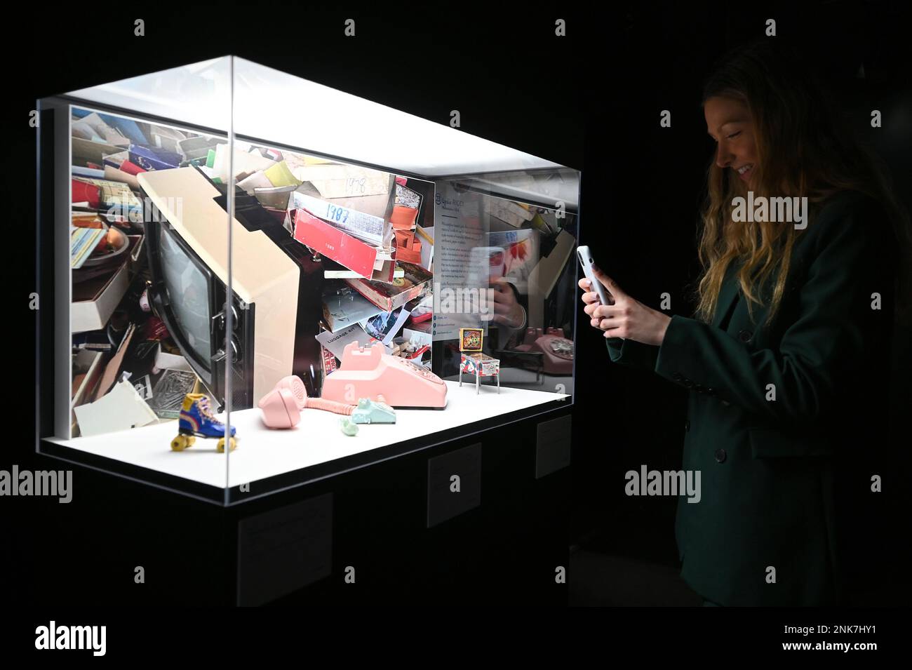 New York, USA. 23rd Feb, 2023. A woman photographs Lydia Ricci's multi ...