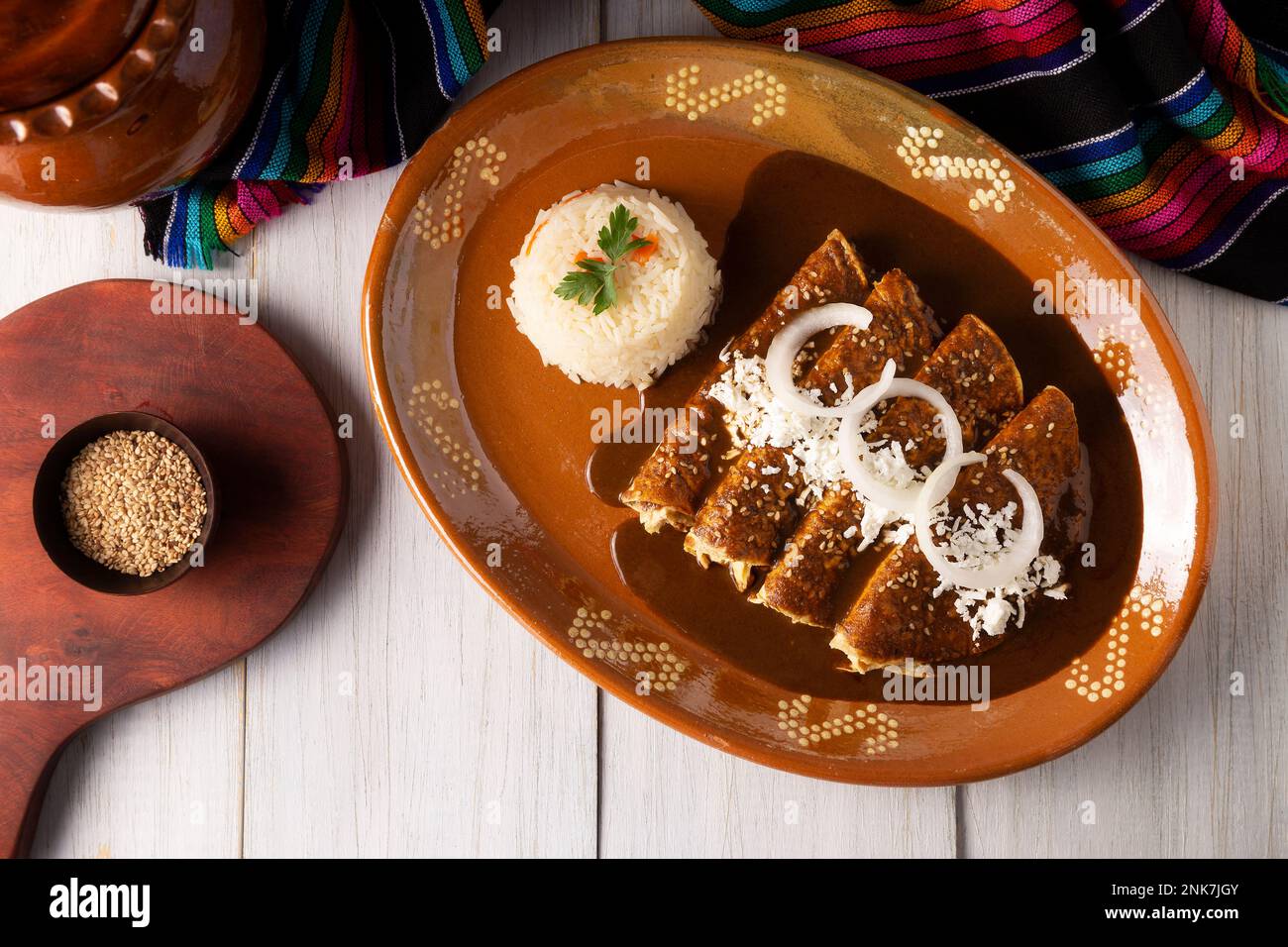 Chicken enmoladas. Also known as mole poblano enchiladas, they are a ...