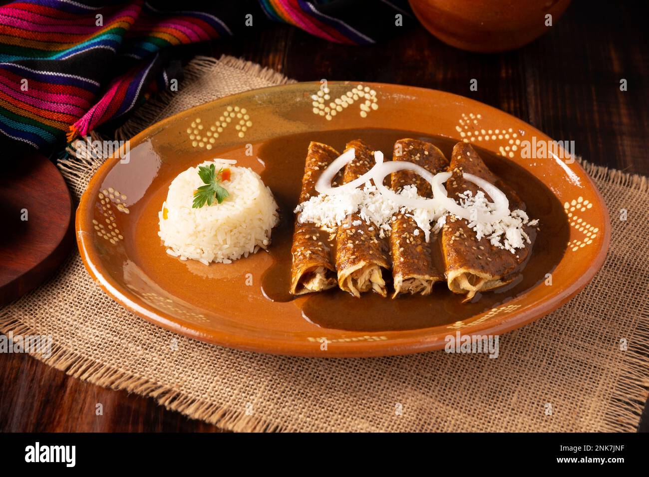 Chicken enmoladas. Also known as mole poblano enchiladas, they are a ...