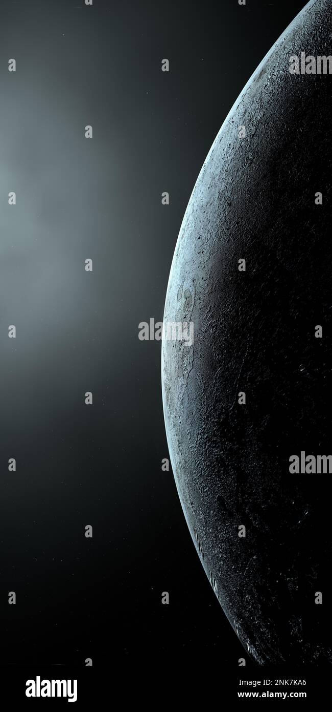 Surface of Triton, moon natural satellite of Neptune. 3d render Stock ...