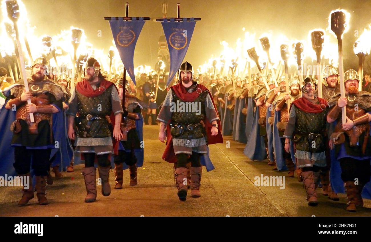 Vikings at the Up Helly Aa Fire Festival Shetland Islands Stock Photo ...