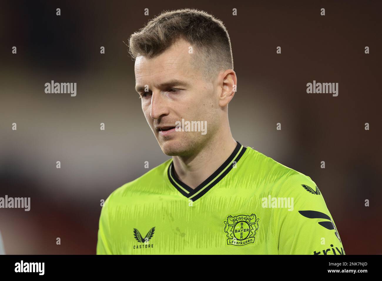 Monaco, Monaco, 23rd February 2023. Lukas Hradecky of Bayer Leverkusen ...
