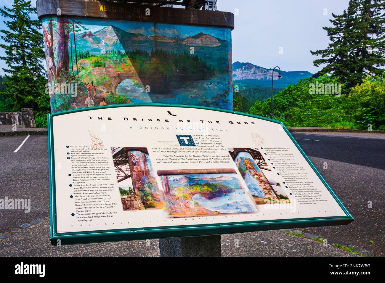 Interpretive sign at the Bridge of the Gods at Cascade Locks, Columbia ...