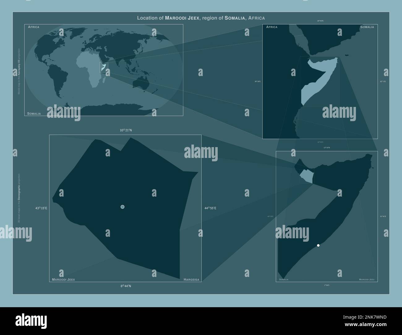 Maroodi Jeex, region of Somalia. Diagram showing the location of the ...