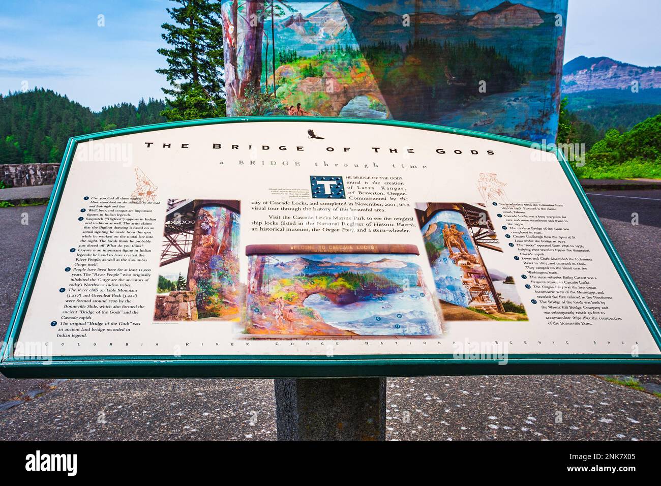 Interpretive sign at the Bridge of the Gods at Cascade Locks, Columbia ...