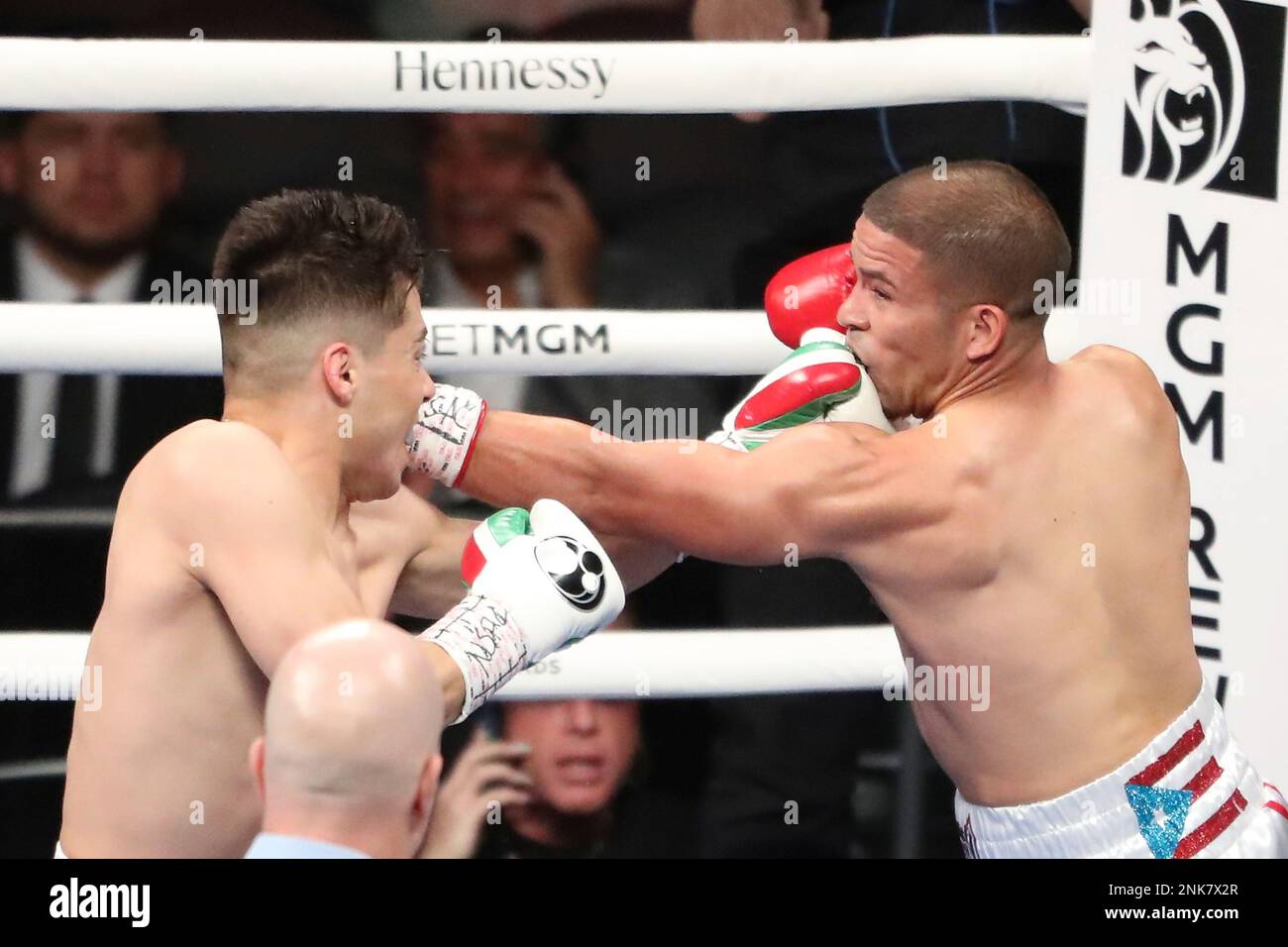 LAS VEGAS, NV - MAY 7: (R-L) Boxer Pedro Vicente punches Marc Castro ...