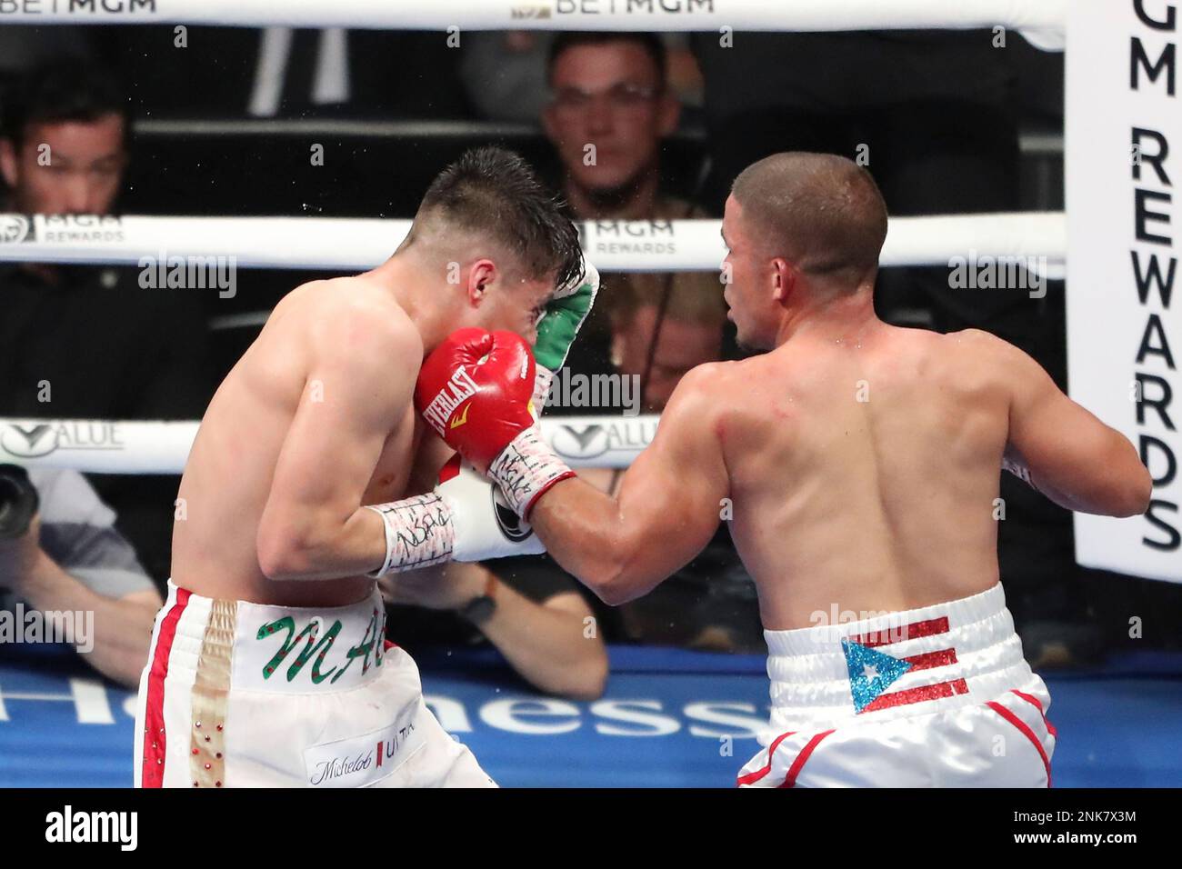 LAS VEGAS, NV - MAY 7: (R-L) Boxer Pedro Vicente punches Marc Castro ...