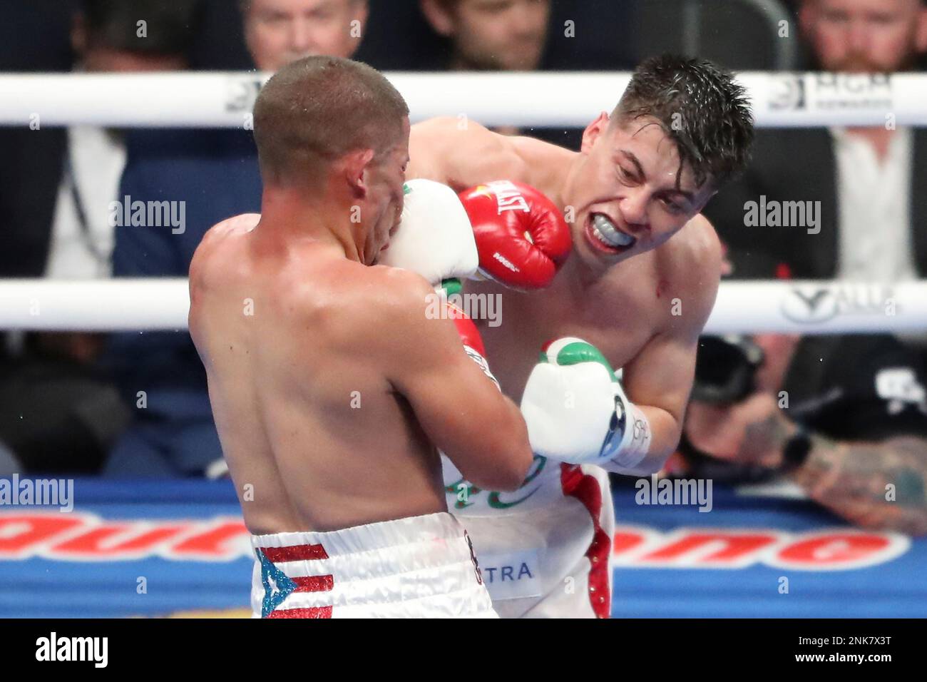 LAS VEGAS, NV - MAY 7: (R-L) Boxer Marc Castro punches Pedro Vicente ...