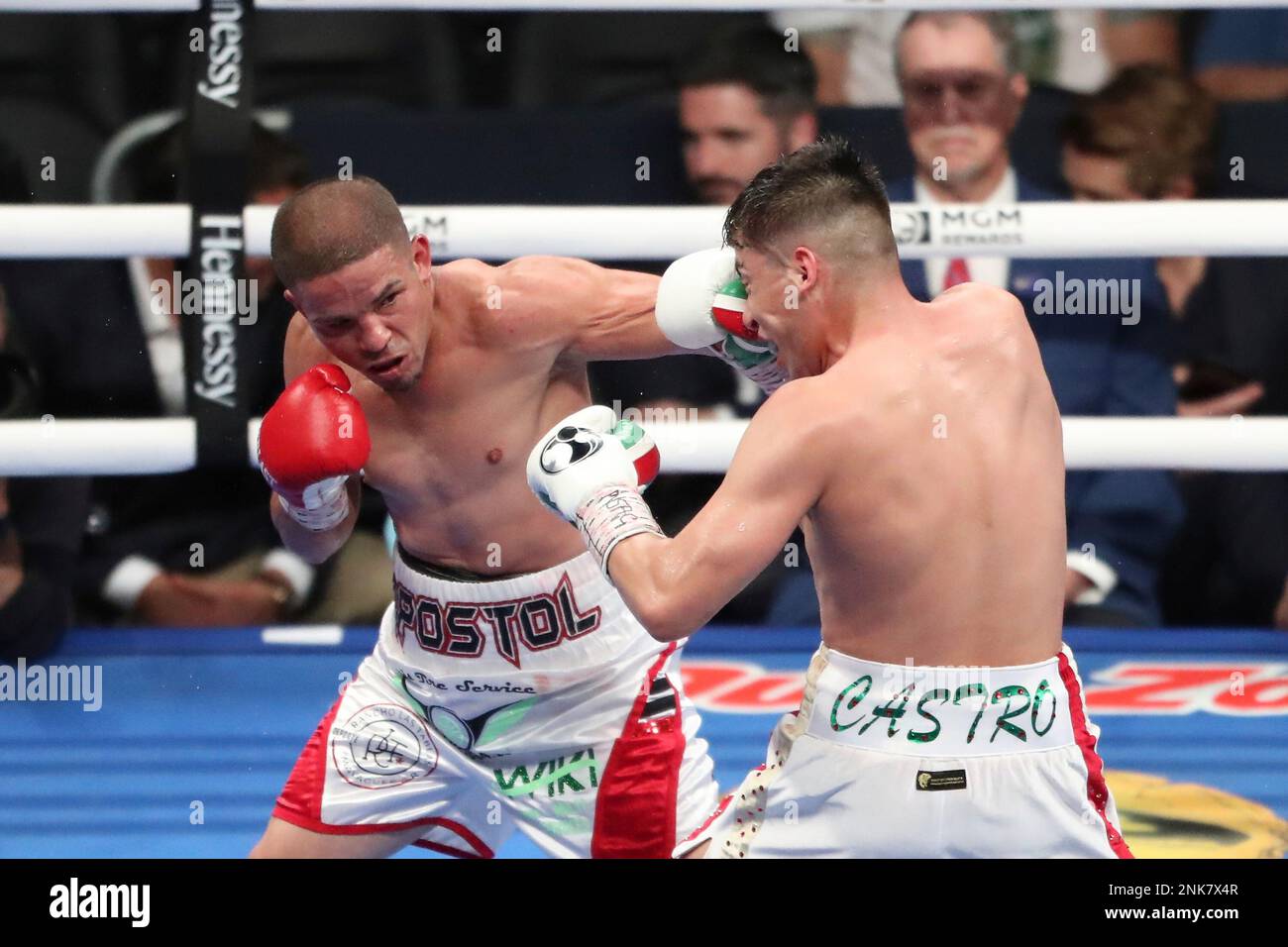 LAS VEGAS, NV - MAY 7: (L-R) Boxer Pedro Vicente punches Marc Castro ...