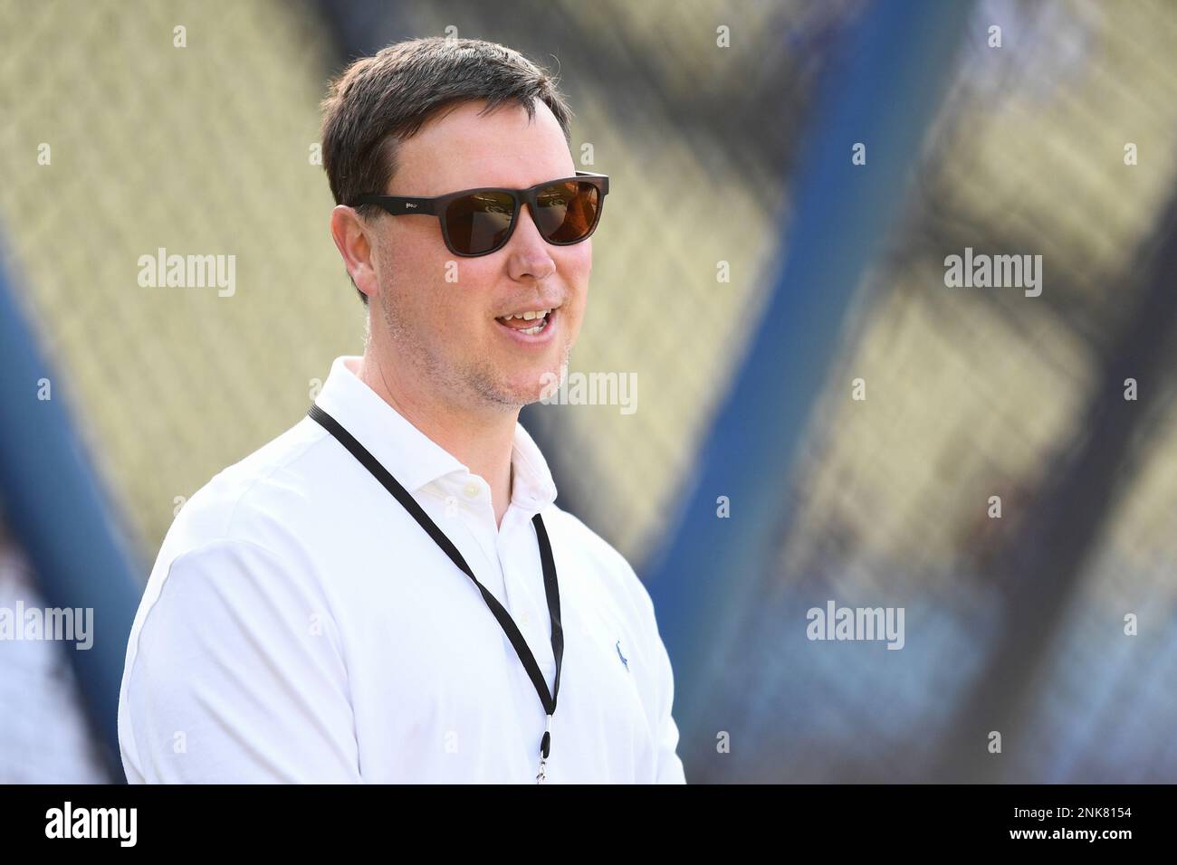 LOS ANGELES, CA - MAY 03: Broadcaster Dave Flemming looks on before a ...