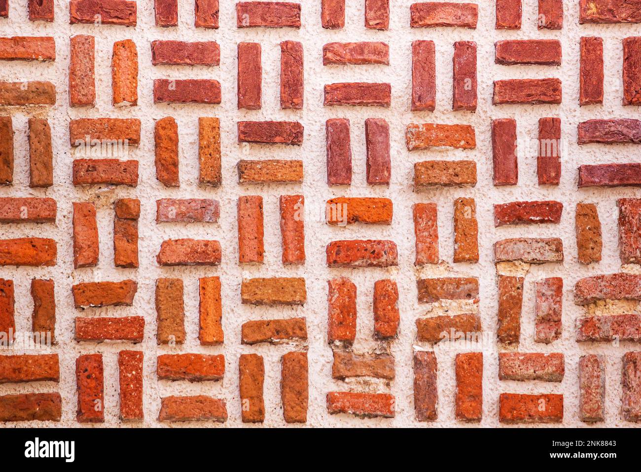 Ancient wall with byzantine brick masonry, horizontal grunge background ...