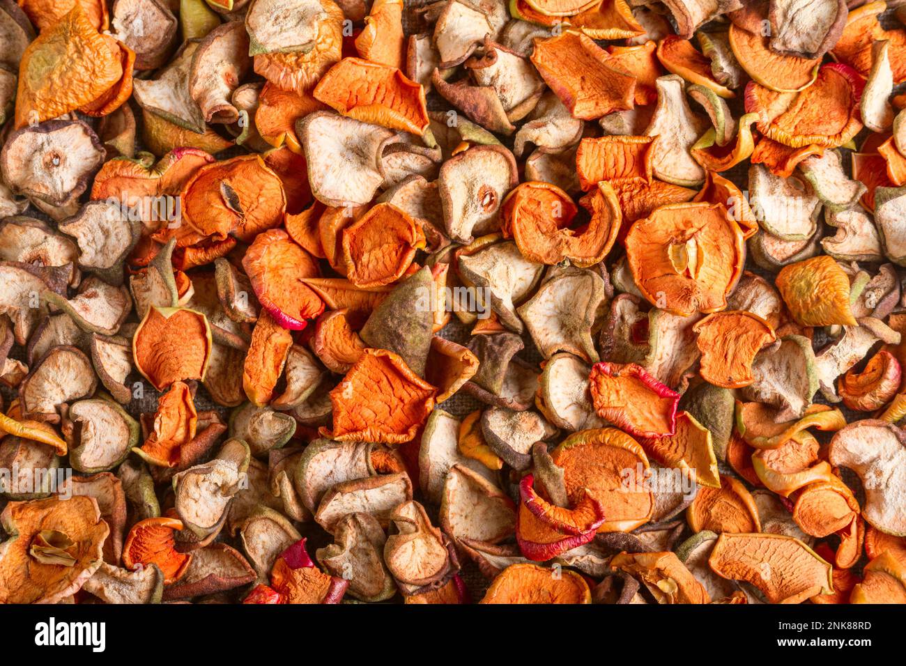 Rural still-life, background - dried fruits from apples and pears close ...