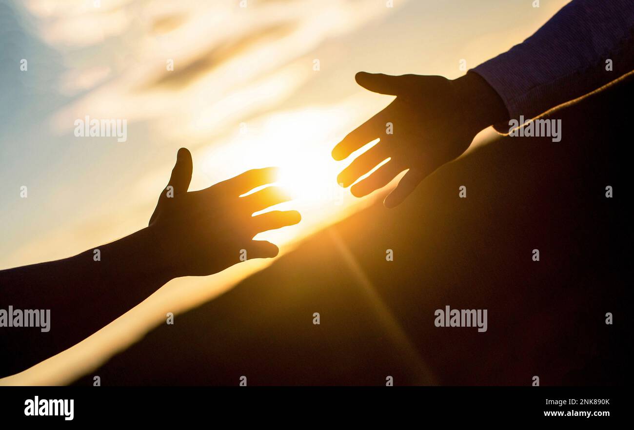 Giving a helping hand. Rescue, helping gesture or hands. Friendly ...