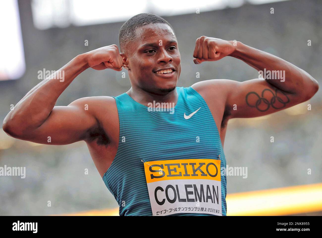 U.S. Christian Coleman reacts after men's 100 meters of Seiko Golden ...
