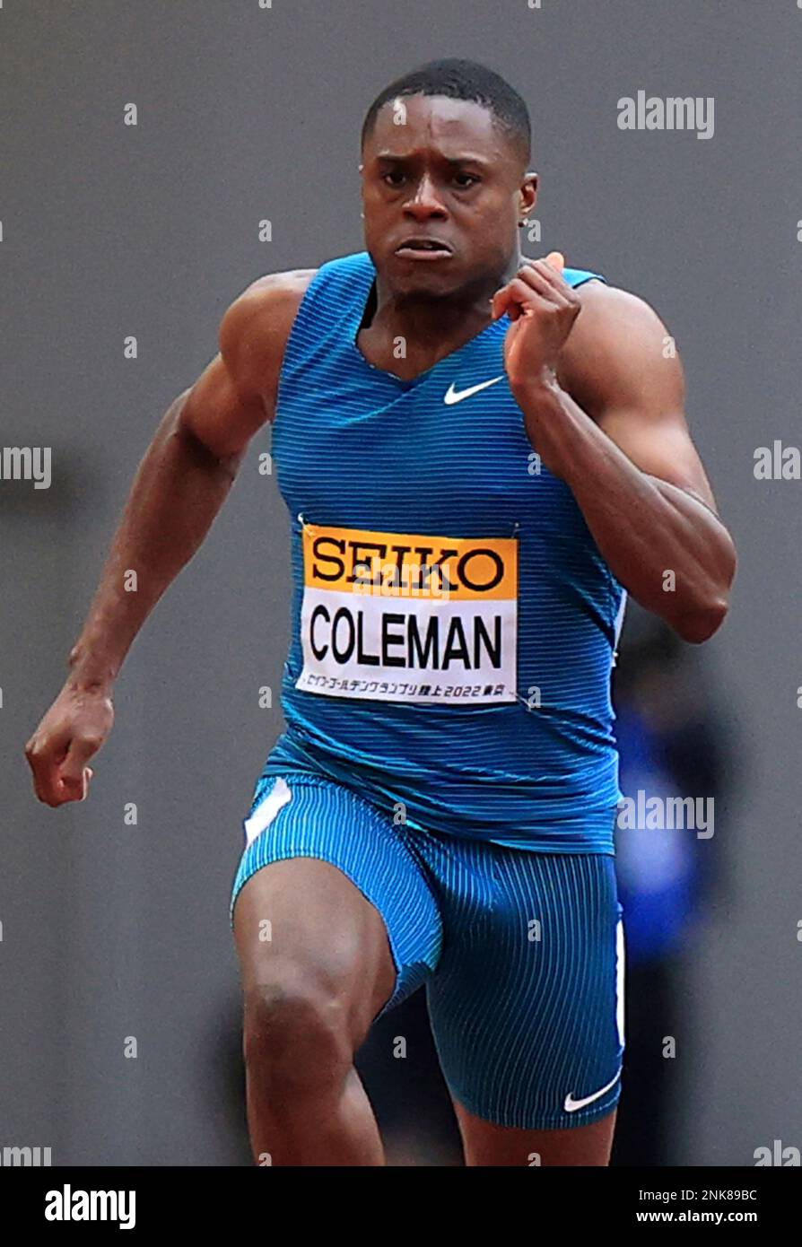 U.S. Christian Coleman competes during men's 100 meters of Seiko Golden ...