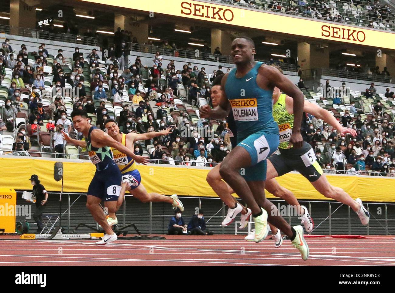 U.S. Christian Coleman (4) competes during men's 100 meters of Seiko ...