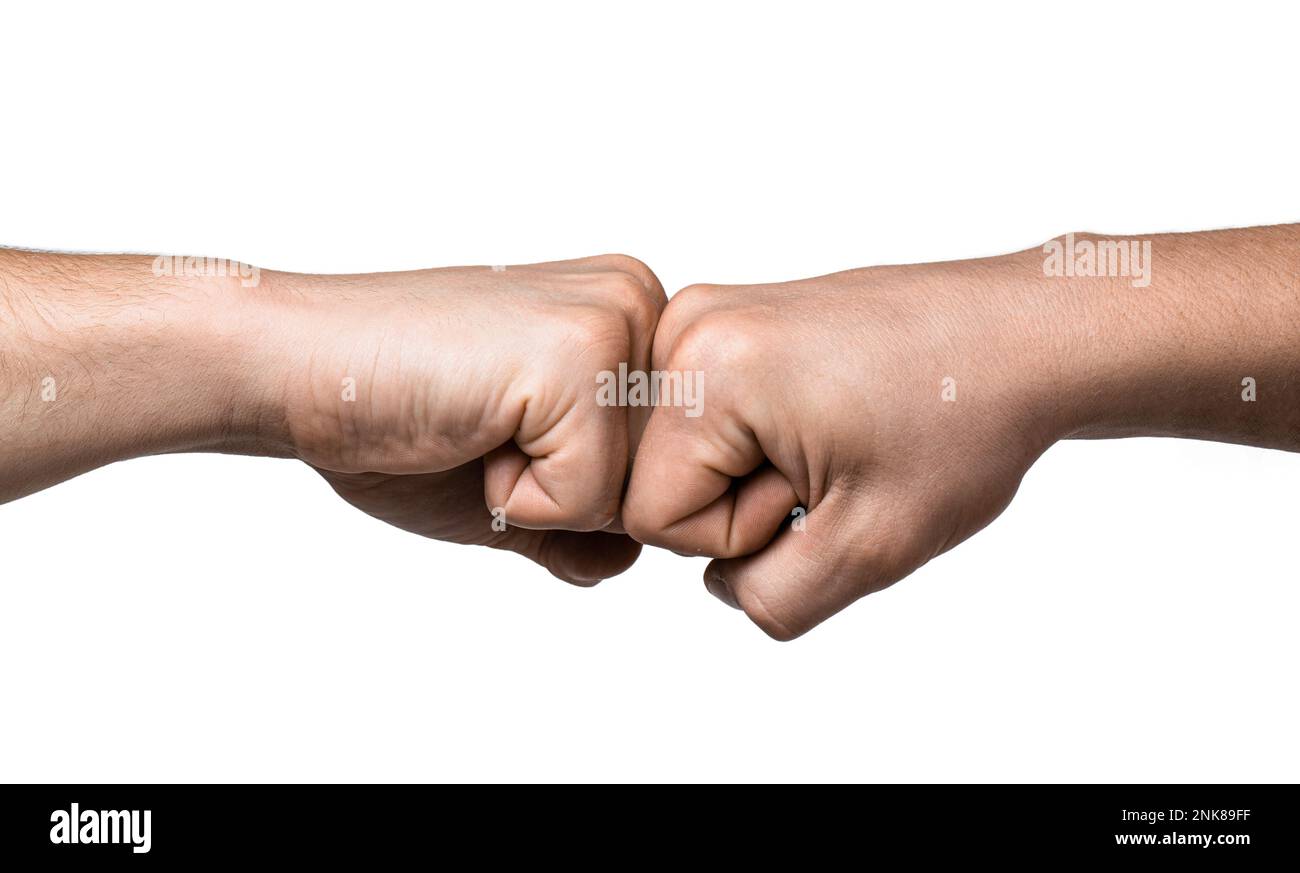 Team concept. People bumping their fists together, arms. Friendly ...