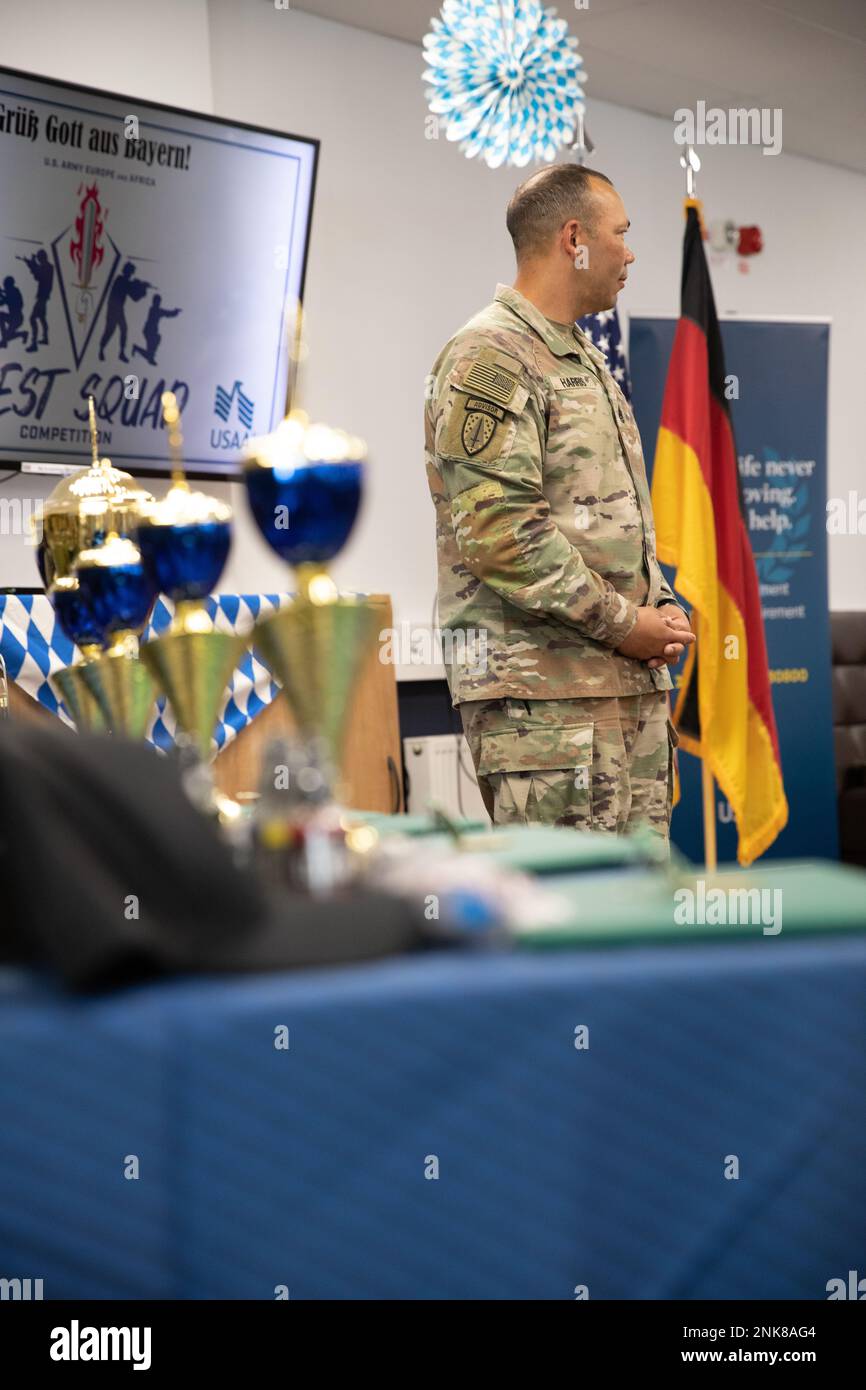 U.S. Army Command Sgt. Maj. Raymond Harris, senior enlisted advisor to V Corps, awaits the ...