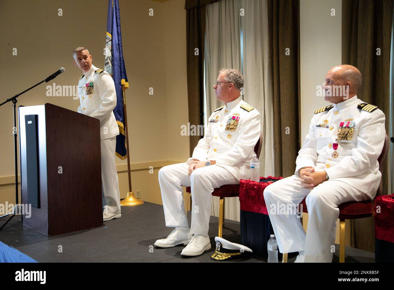 Commanding Officer Capt. Jay Young addresses the command for the first ...