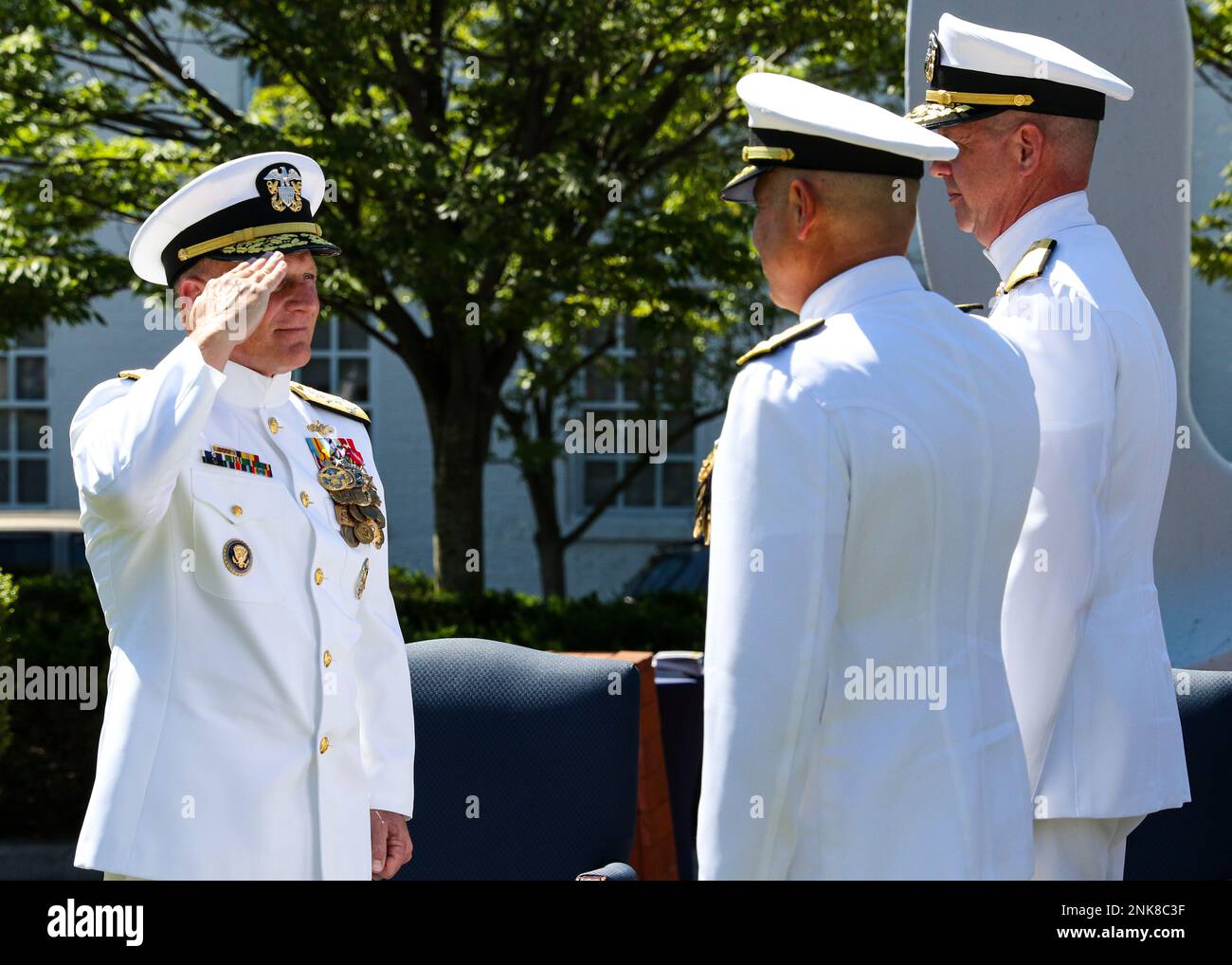 Chief of Naval Operations Michael Gilday, salutes Rear Admiral John ...