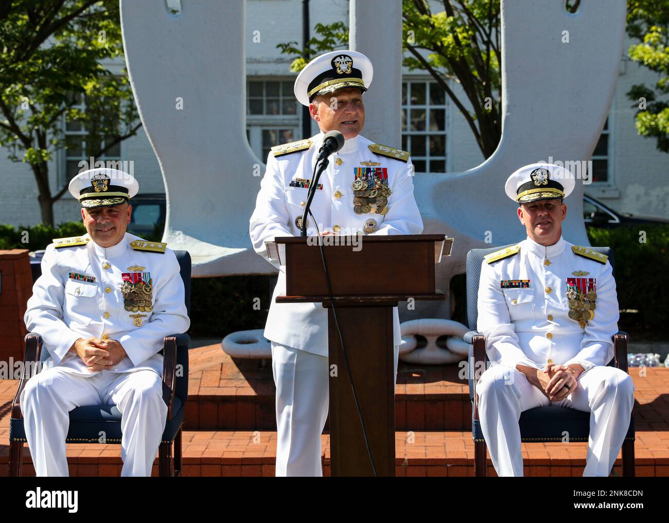 Admiral Michael Gilday, Chief of Naval Operations, speaks at the Naval Facilities Engineering ...