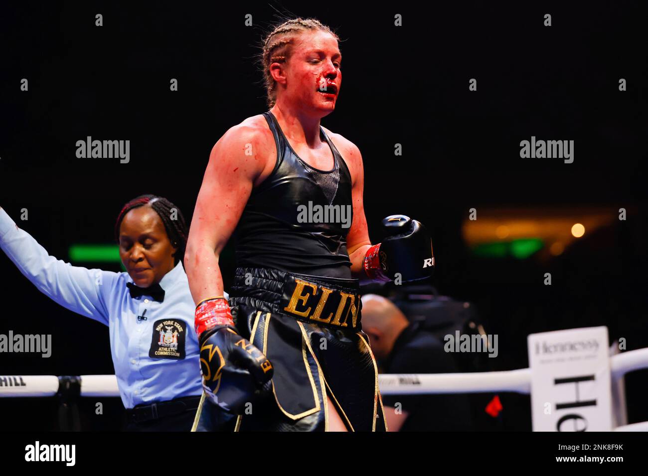 NEW YORK, NY - APRIL 30: Elin Cederroos of Vasteraas Sweden is bloodied ...