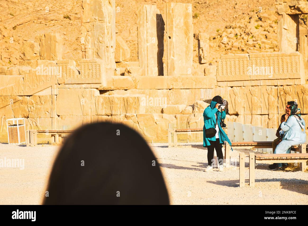 Persepolis, Iran - 8th june, 2022: Woman looking through a VR headset ...