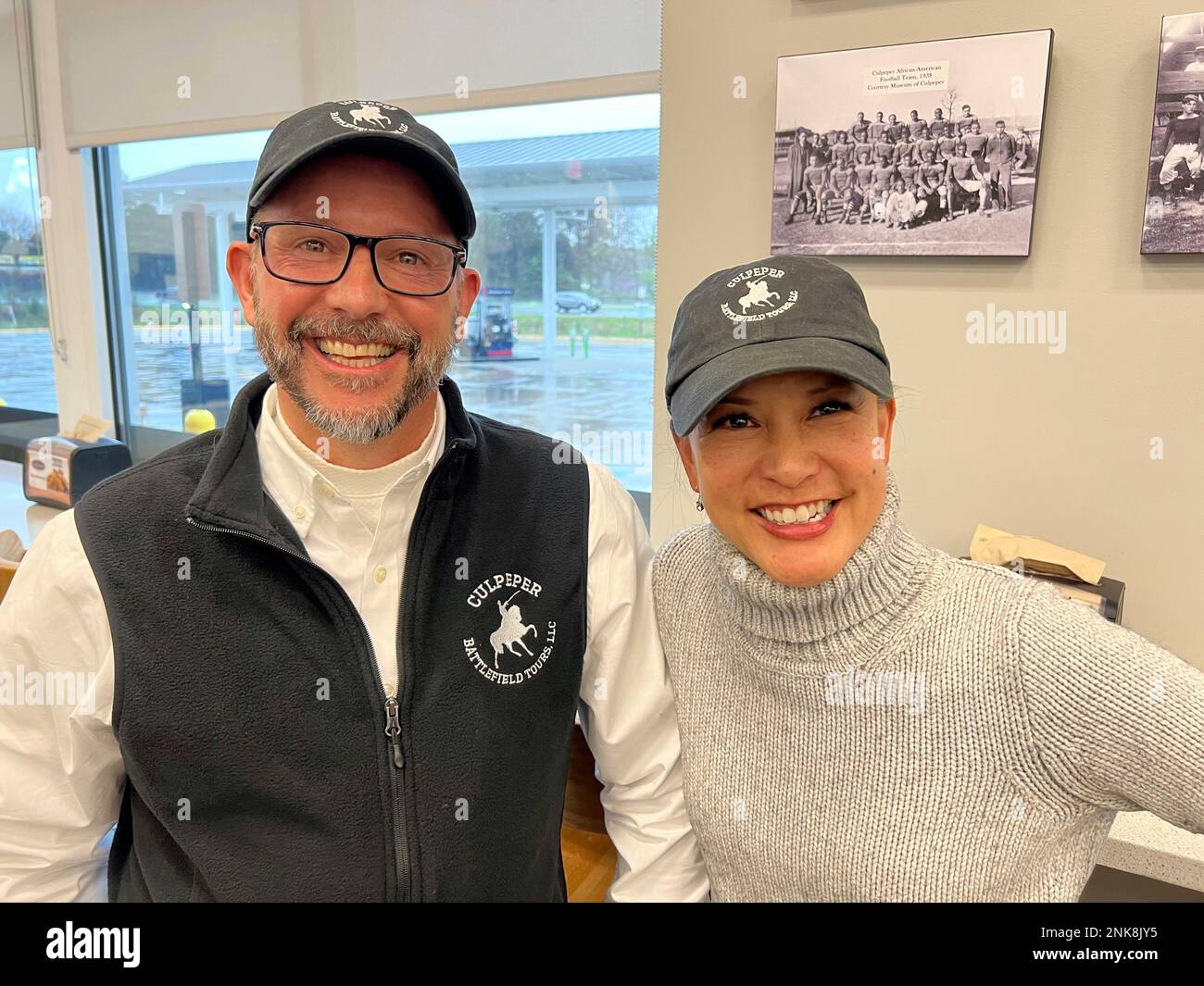 Gettysburg historian and guide Jasan Hileman poses with Susan Ralston ...