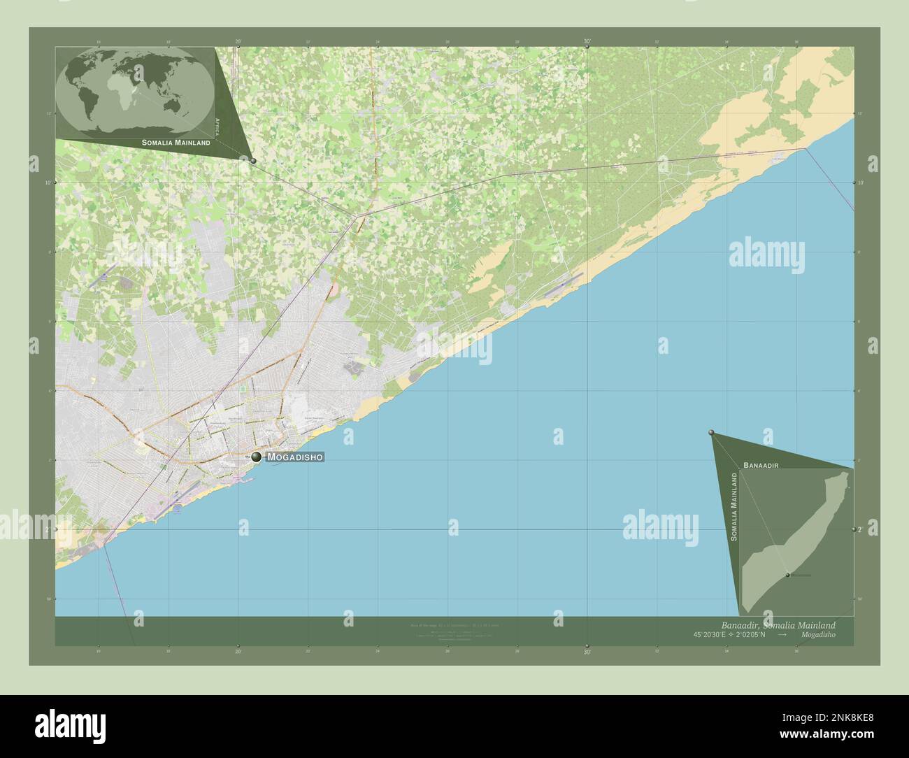 Banaadir, region of Somalia Mainland. Open Street Map. Locations and ...