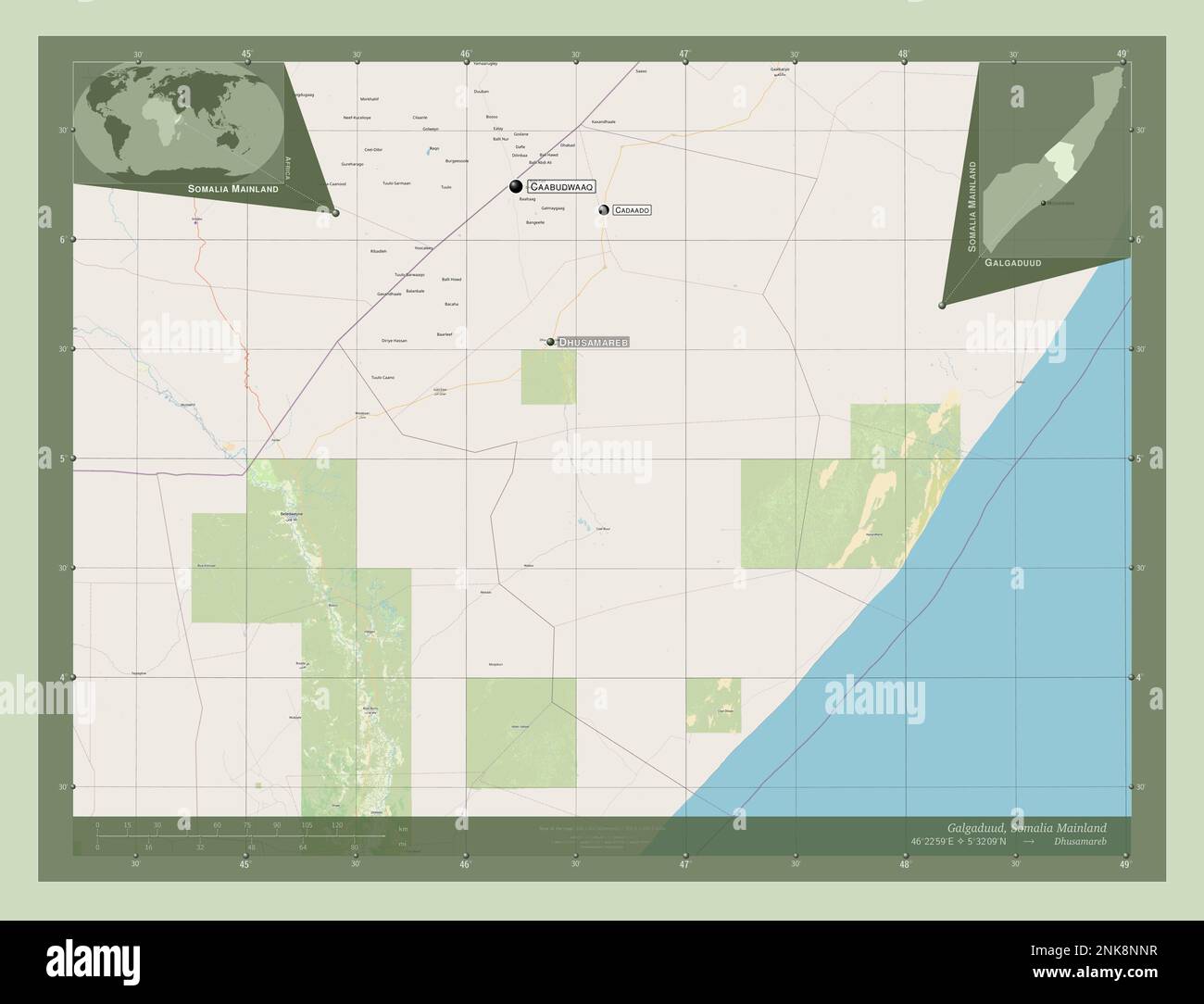 Galgaduud, region of Somalia Mainland. Open Street Map. Locations and ...