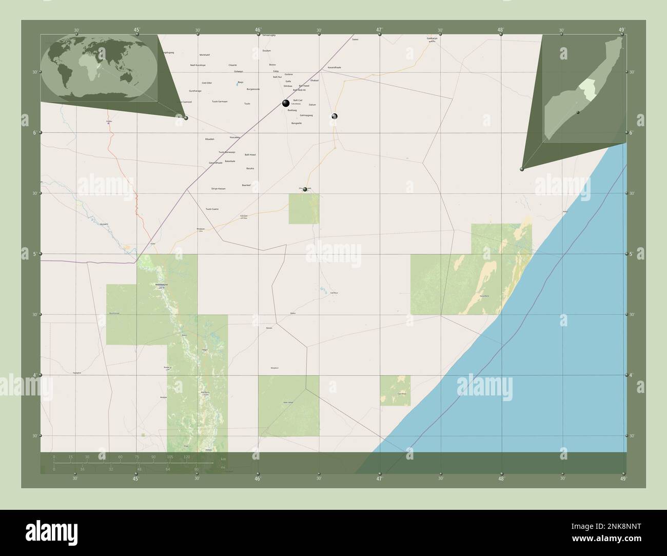 Galgaduud, region of Somalia Mainland. Open Street Map. Locations of ...