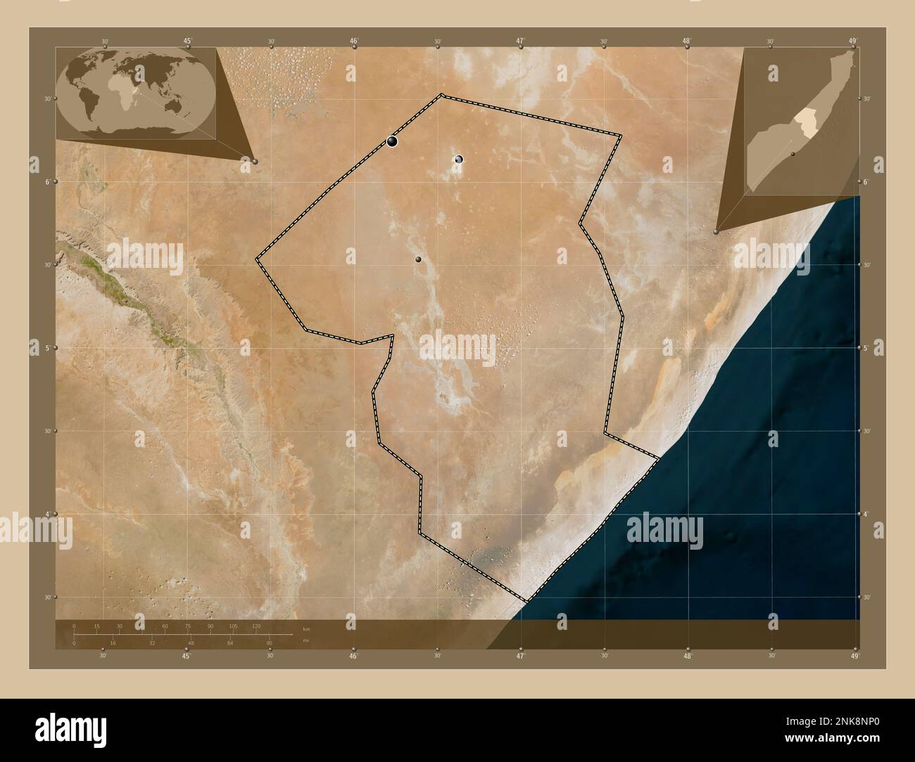 Galgaduud, region of Somalia Mainland. Low resolution satellite map ...