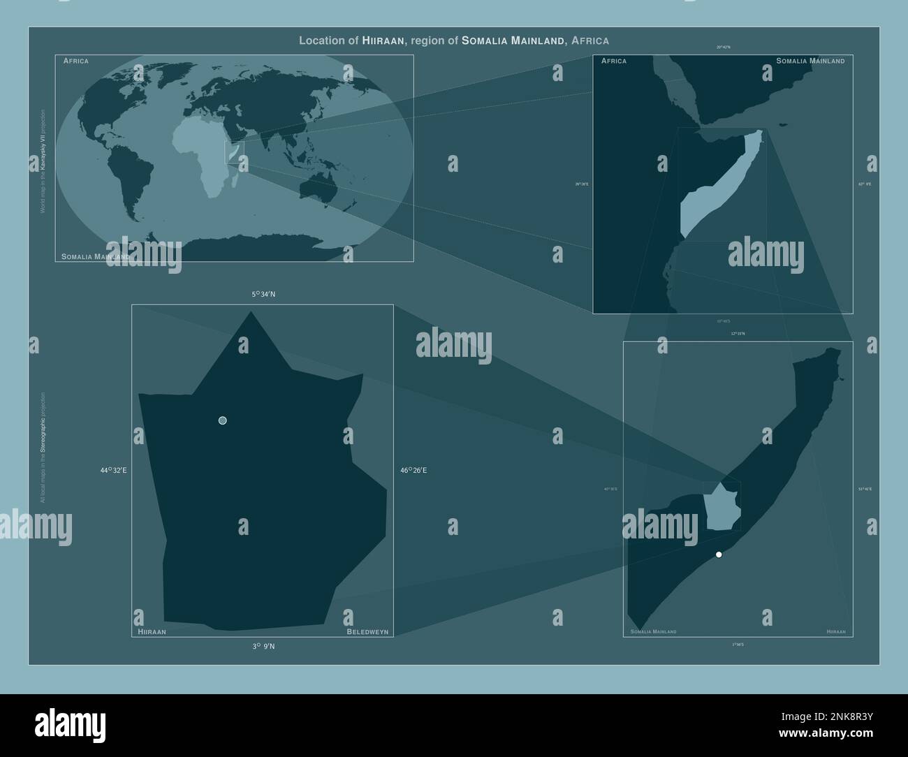 Hiiraan, region of Somalia Mainland. Diagram showing the location of ...