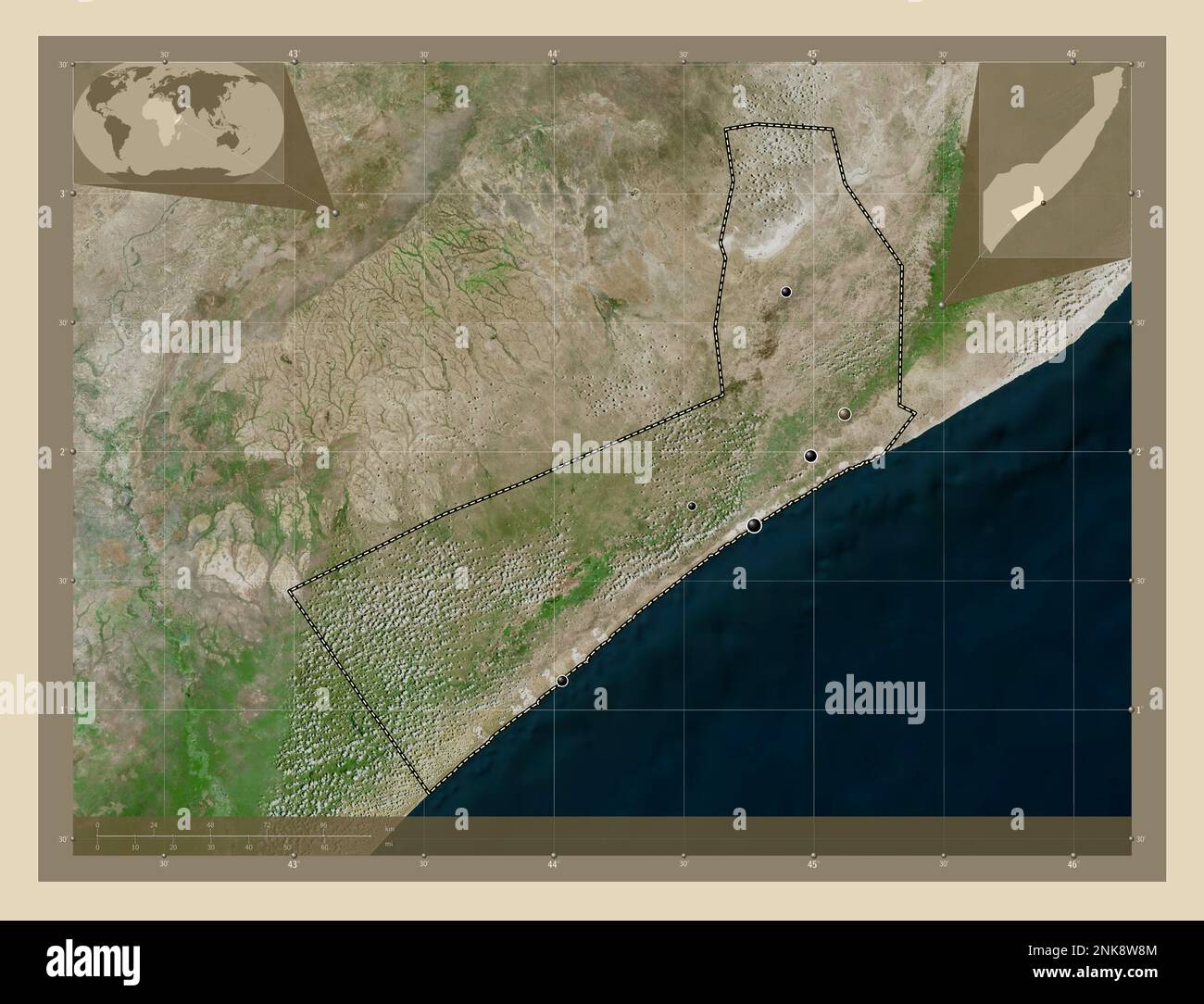 Shabeellaha Hoose, region of Somalia Mainland. High resolution ...