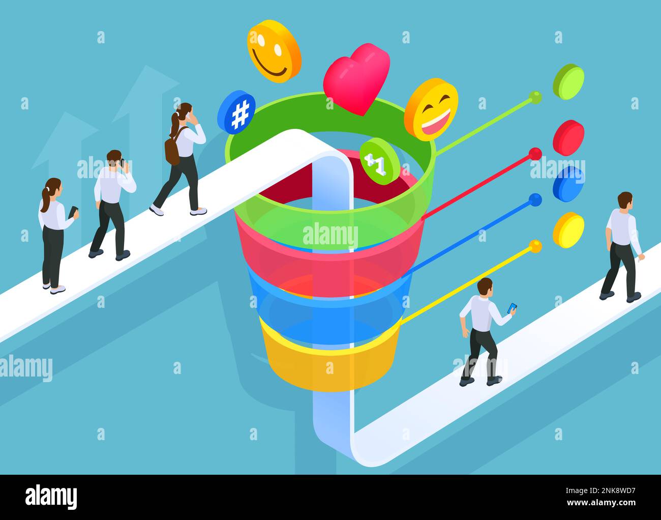 Internet marketing concept infographics background with sales funnel ...