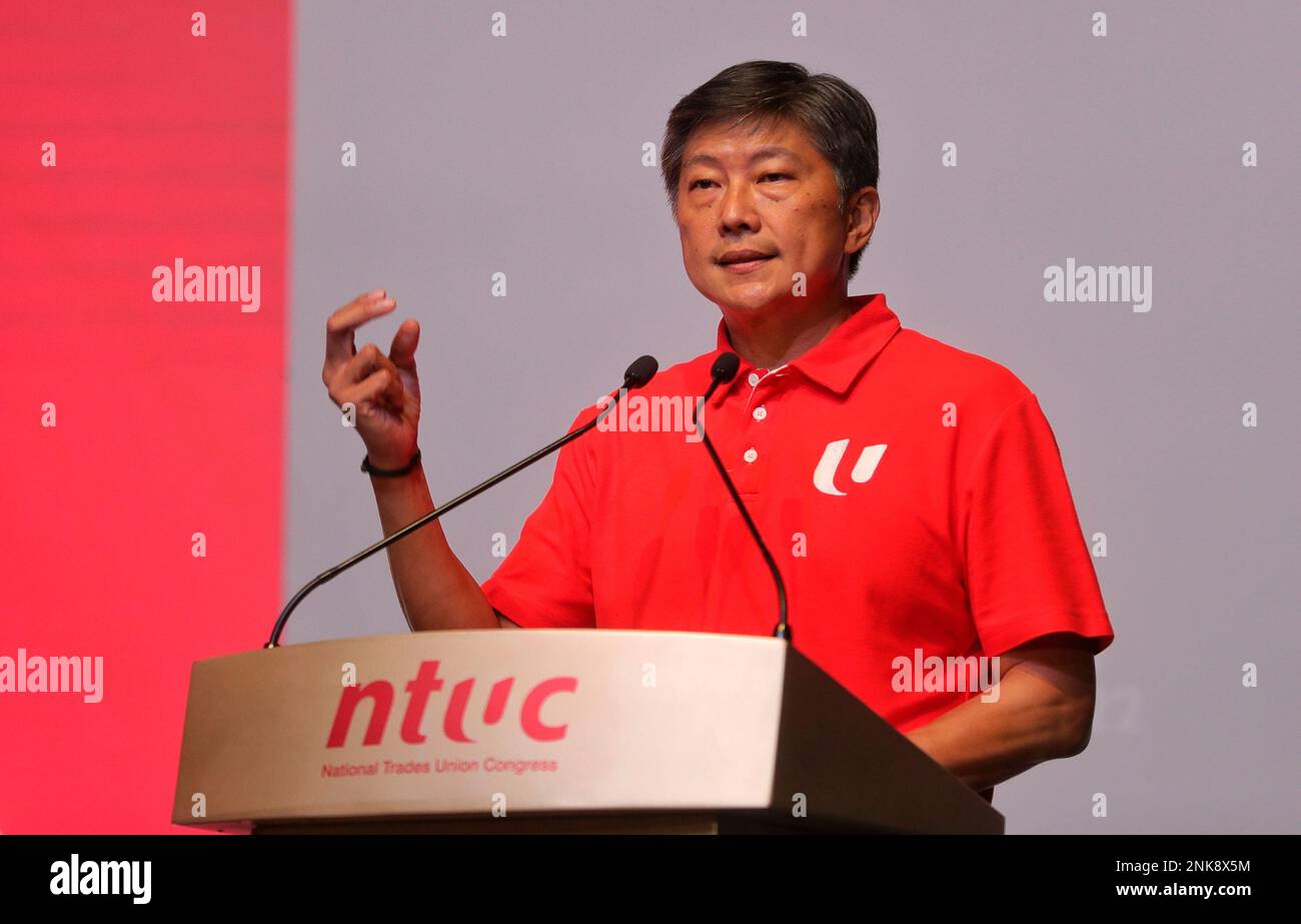 Ng Chee Meng, secretary-general of National Trades Union Congress (NTUC) speaking at the May Day ...