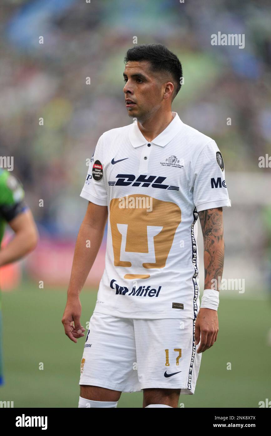 SEATTLE, WA - MAY 04: Pumas UNAM midfielder Leonel López (17) looks on ...