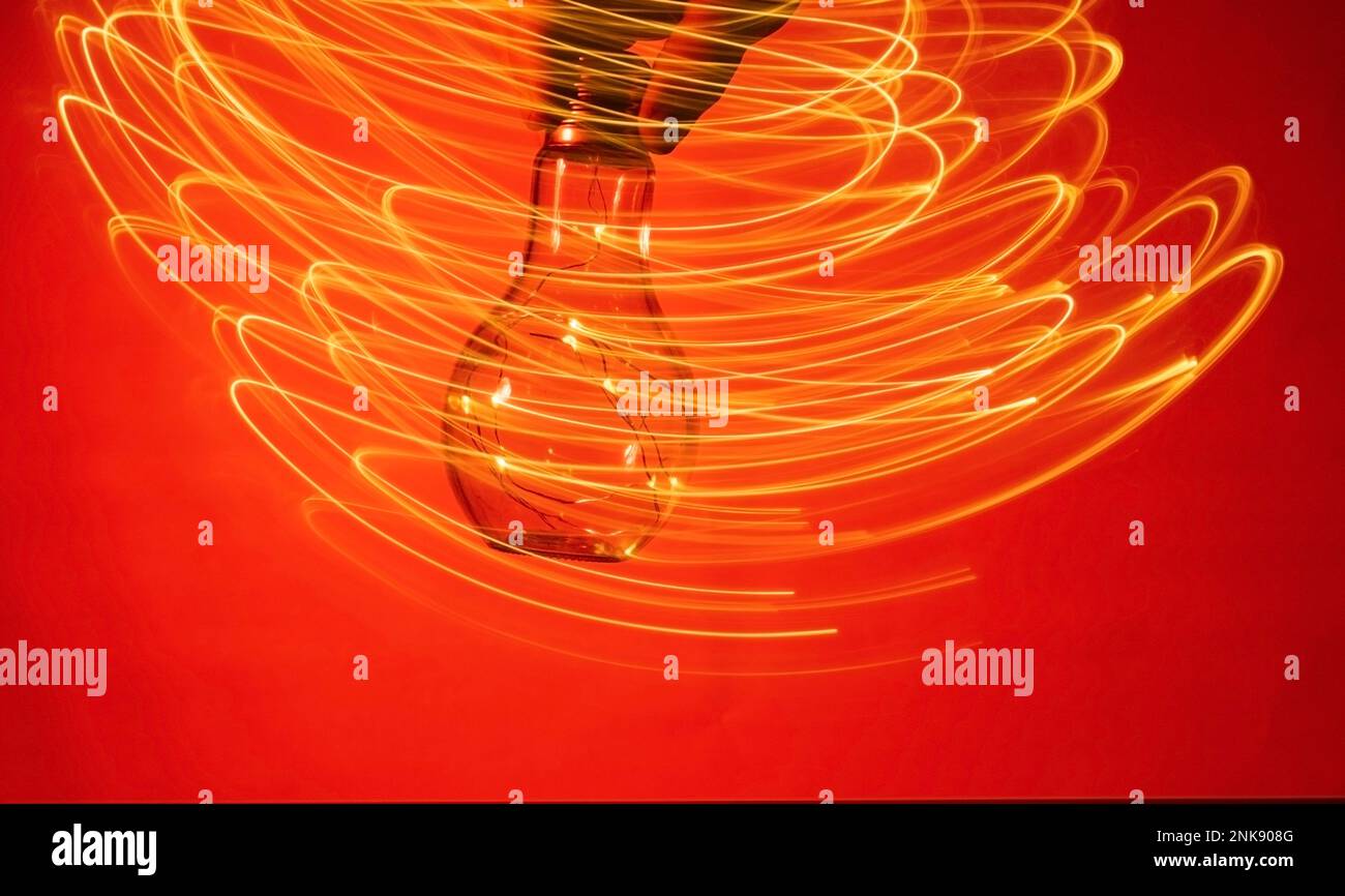 Christmas accessory-garland of LED light bulbs in a glass flask on a ...